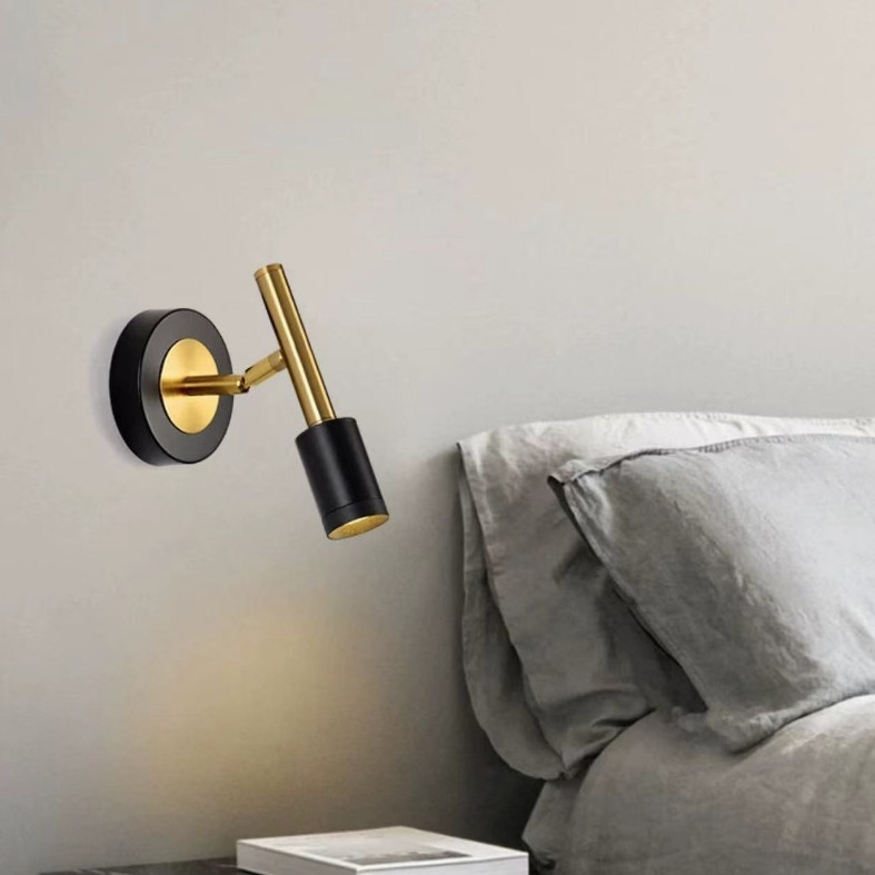 Rotating wall lamp corridor bedroom bedside reading lamp gold black ...