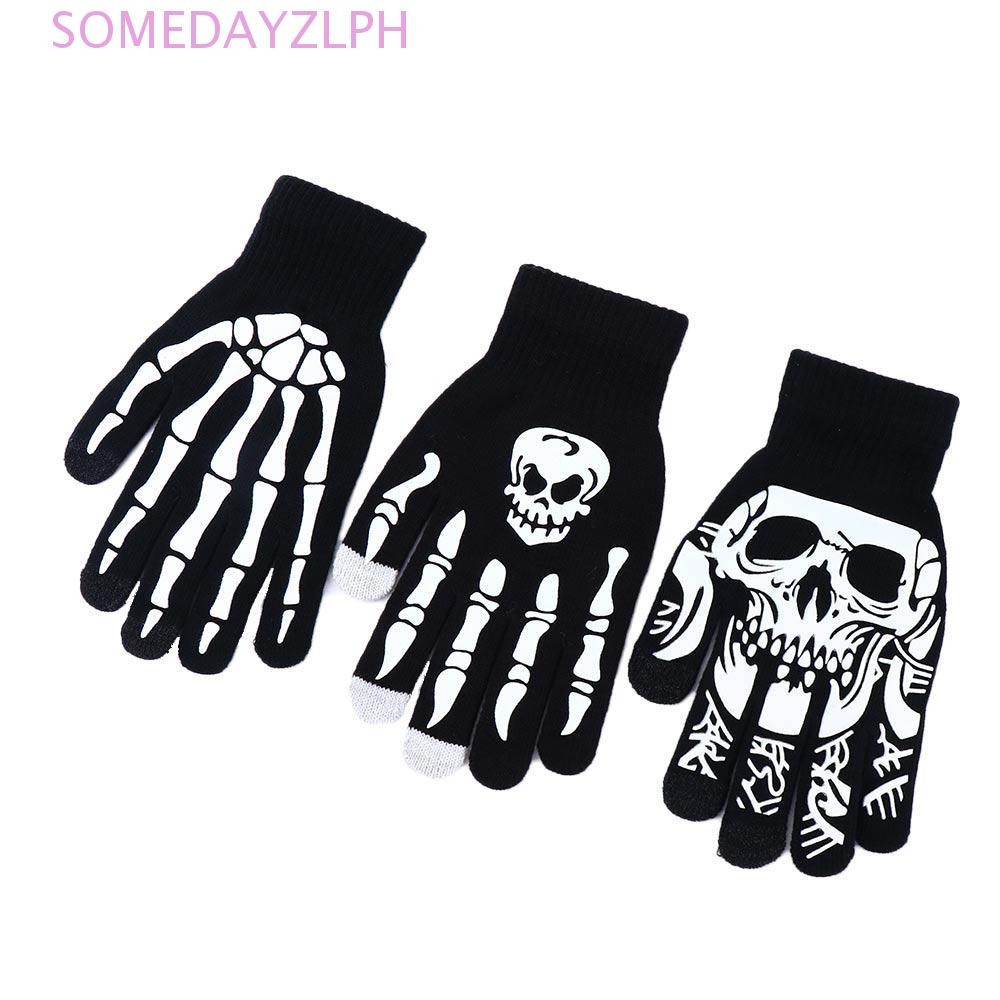 SOMEDAYZL Halloween Luminous Mittens Punk Warmer Horrible Keep Warm ...