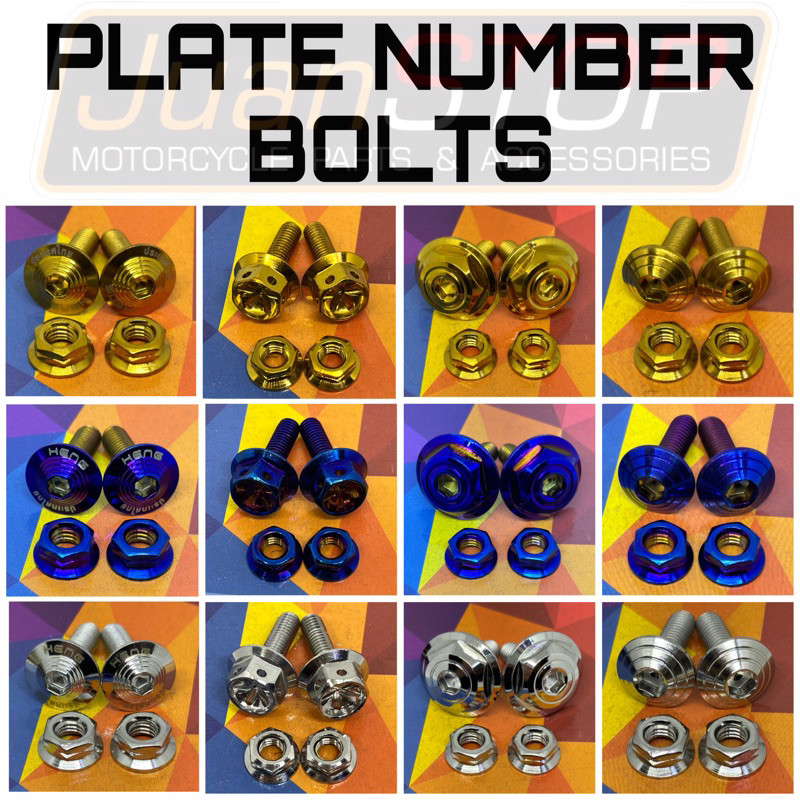 Heng Plate Number Bolts WITH or WITHOUT Nut (SOLD BY PAIR) | Shopee ...