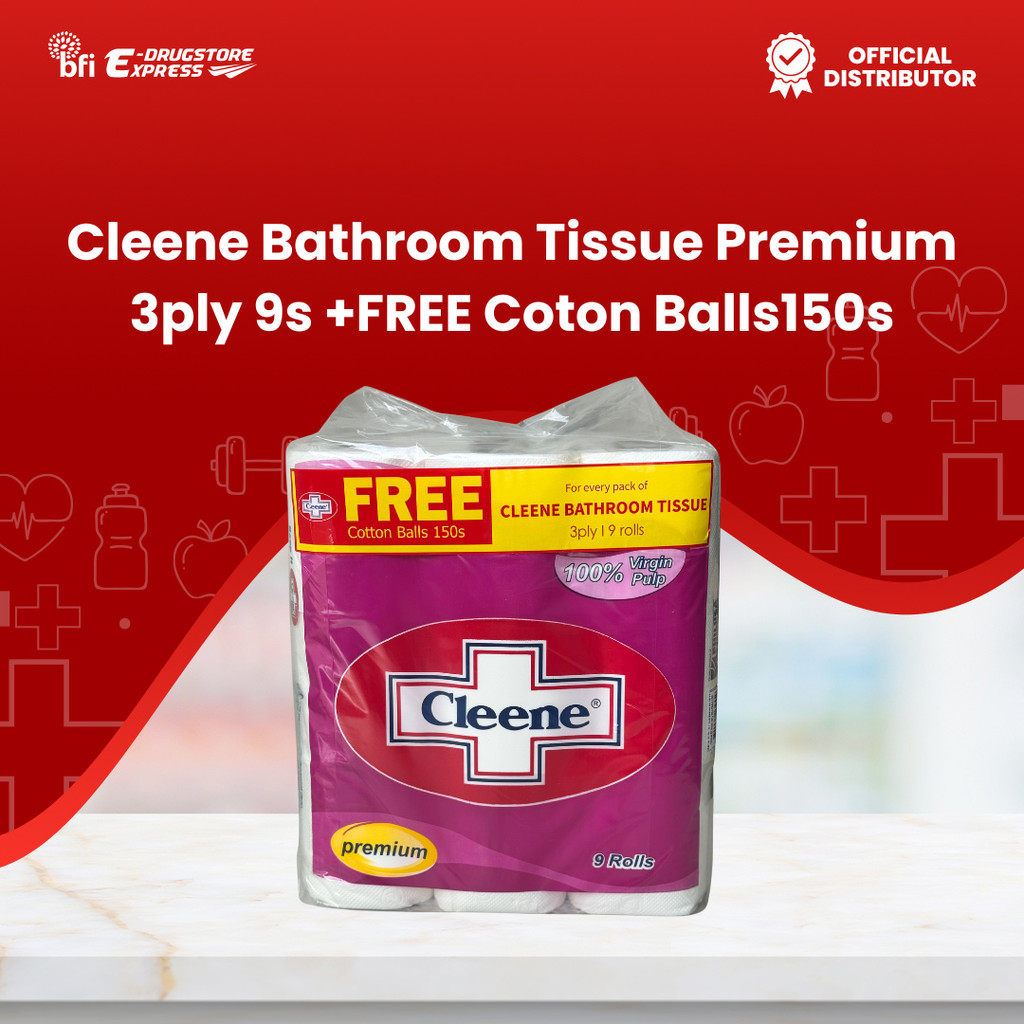 Cleene Bathroom Tissue 3ply 9s + FREE Cotton Balls 150s | Shopee ...