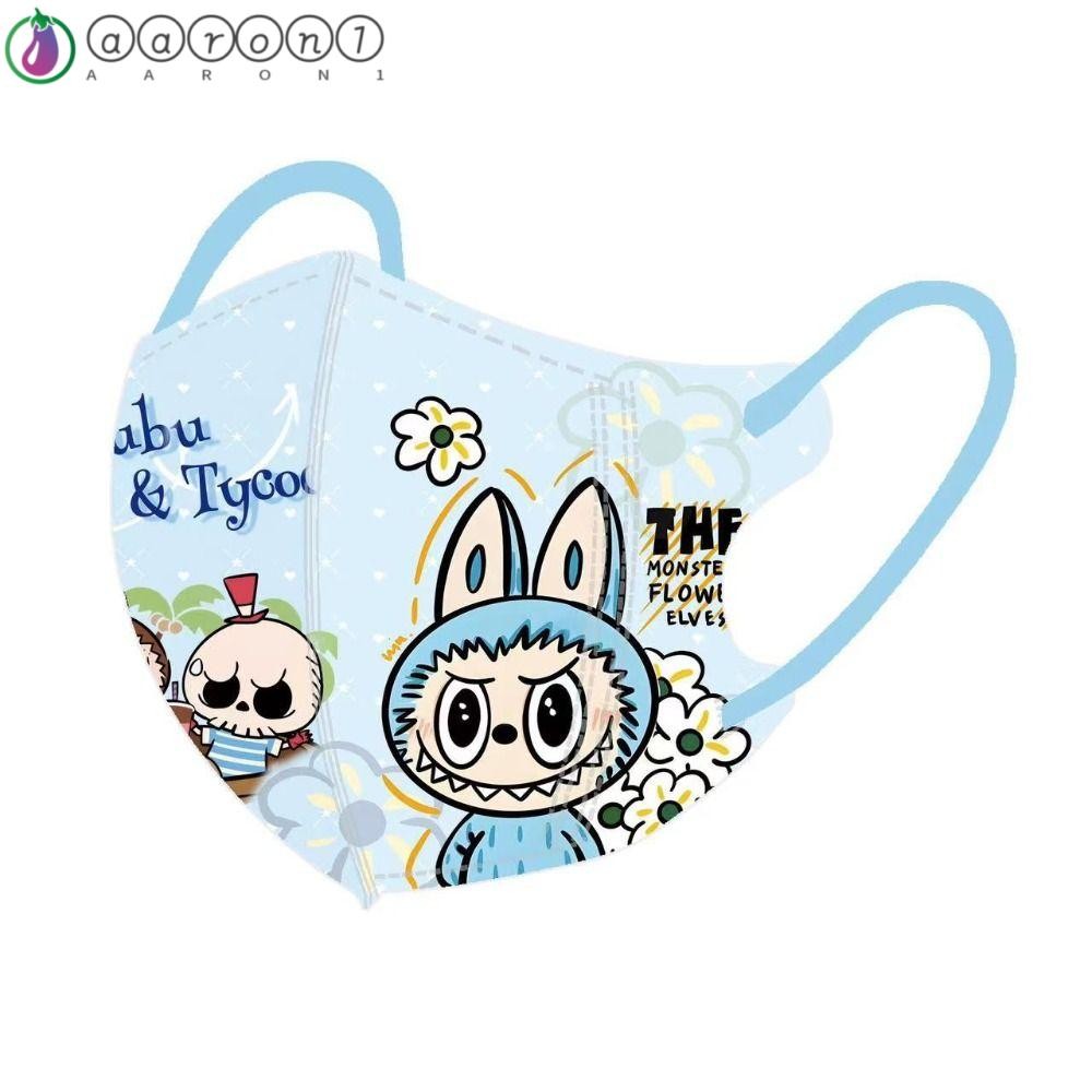 AARONB 10pcs Kids LABUBU Ice Silk Mask, Cartoon Flower Printing Kids ...