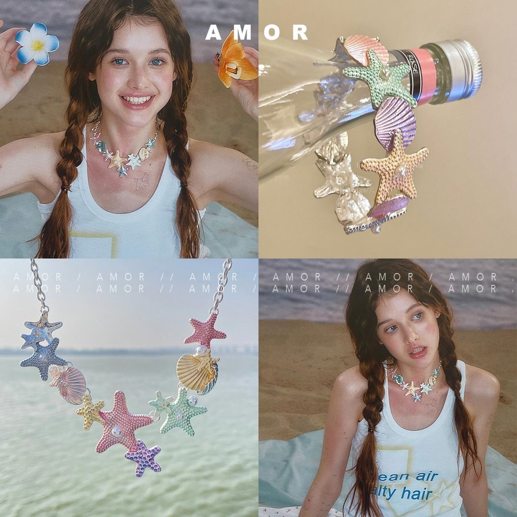 Summer Starfish Seashell Choker Necklace Niche Design for Beach Travel ...