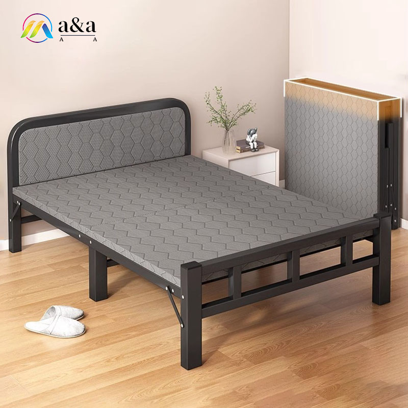 Metal Foldable Frame Bed Folding Bed Portable Office Double/Single Bed ...