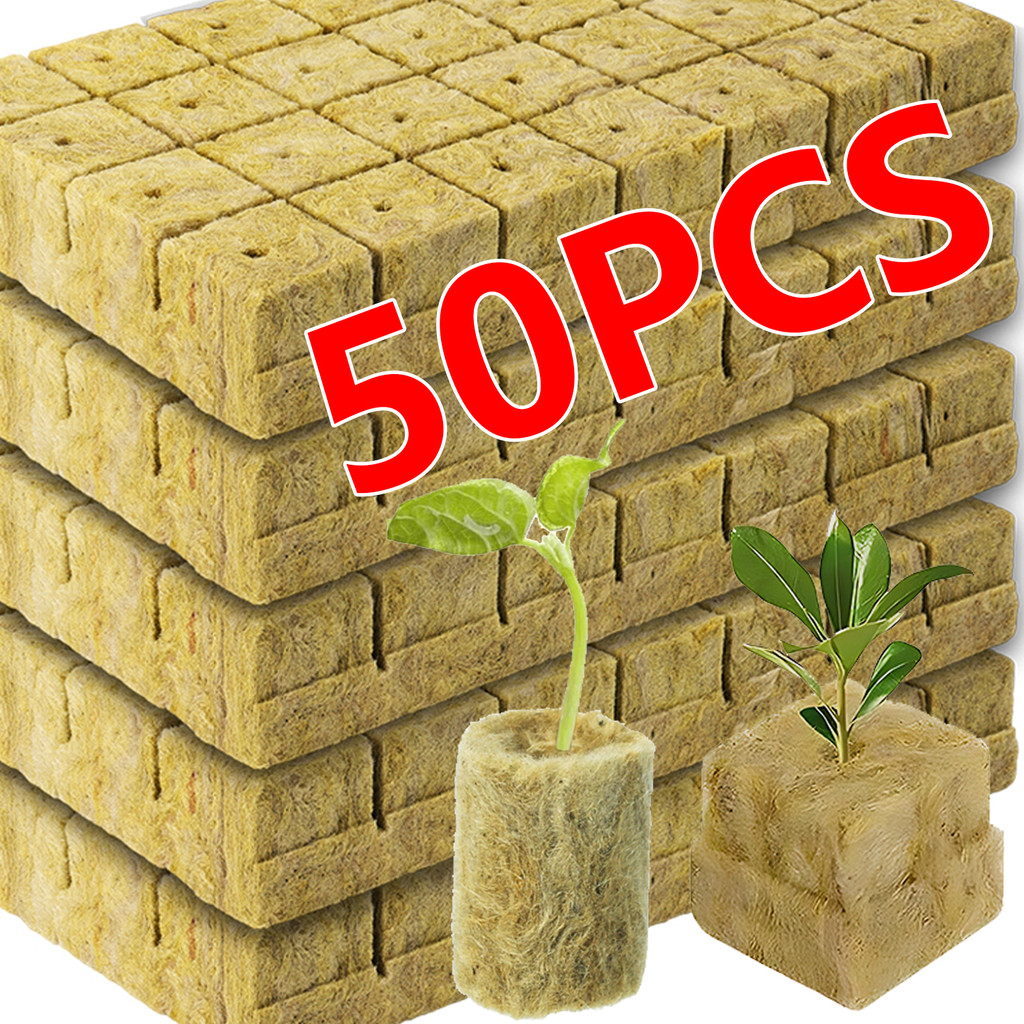 10-50Pcs Rock Wool Hydroponic Grow Media Cubes Plant Seed Sowing ...