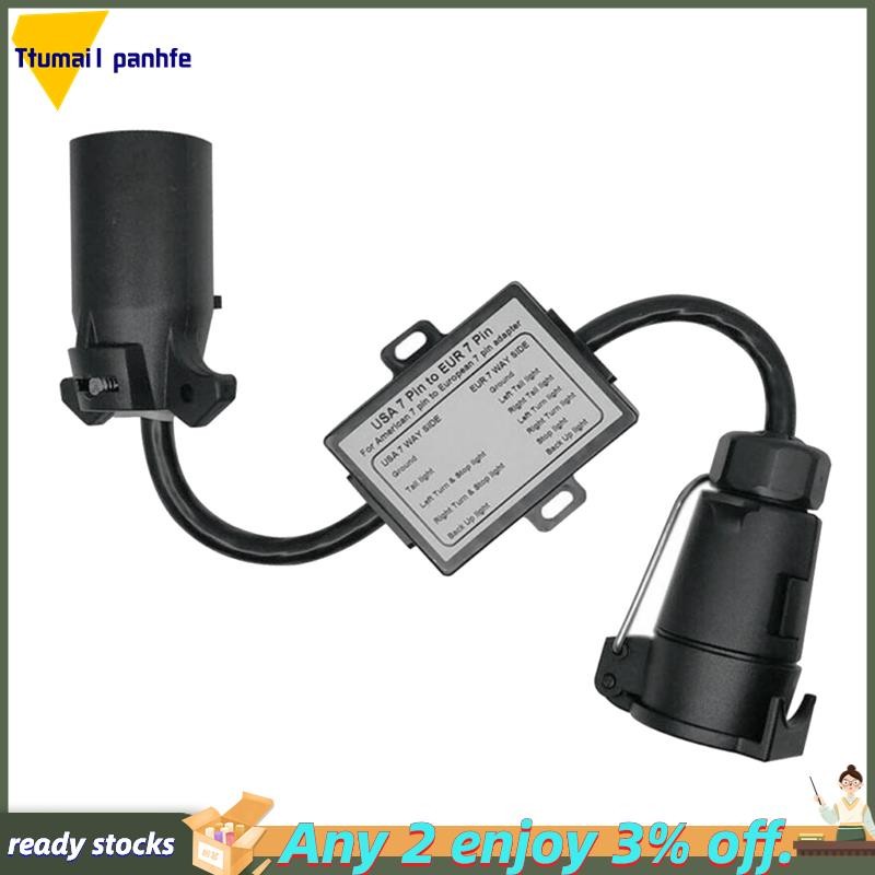 【ttumai4panhfe】Trailer Light Connector USA to EU 7-Way Socket Plug ...