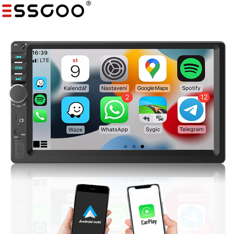 Double 2 Din 7" Car Stereo Touch Screen Car Radio Apple CarPlay Head ...