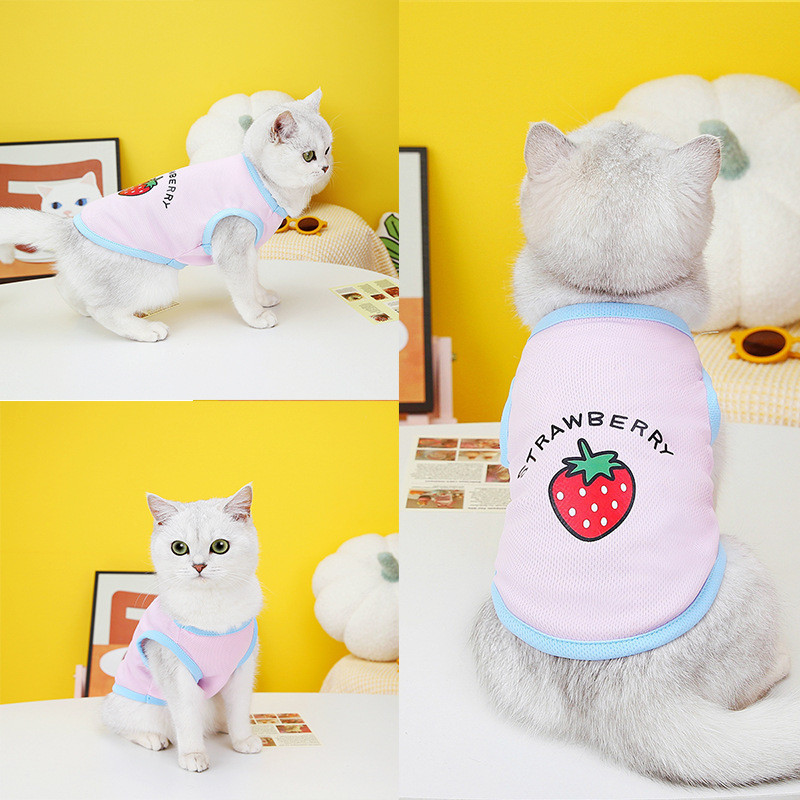 Pet Clothes Dog Clothes Cartoon Print Dog Cat Vest Shirt Teddy Bichon ...