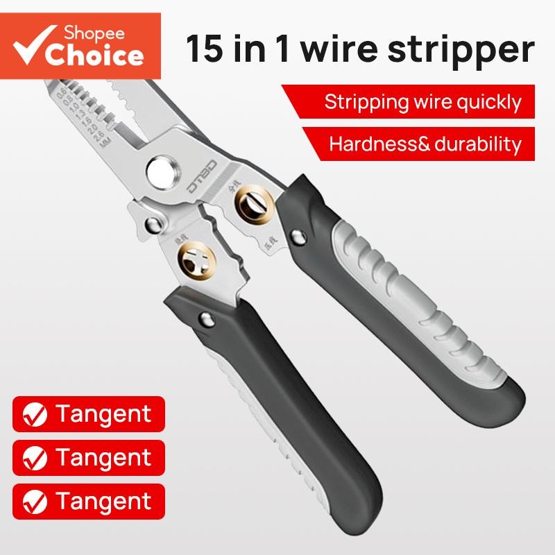 15-in-1 Stainless Steel Multi-Function Wire Stripper and Crimping Tool for Electrical Work ...