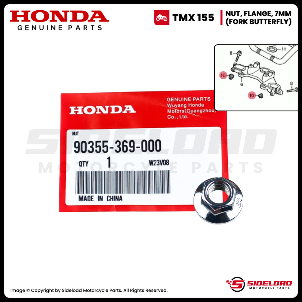Nut, Flange, 7mm (Fork Butterfly) - TMX 155 - Honda Genuine (90355-369 ...