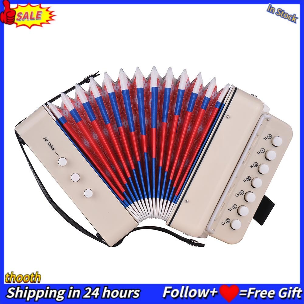 thooth-ph Mini 10-Button Kids Accordion Toy Supports Bass Chords 14 ...