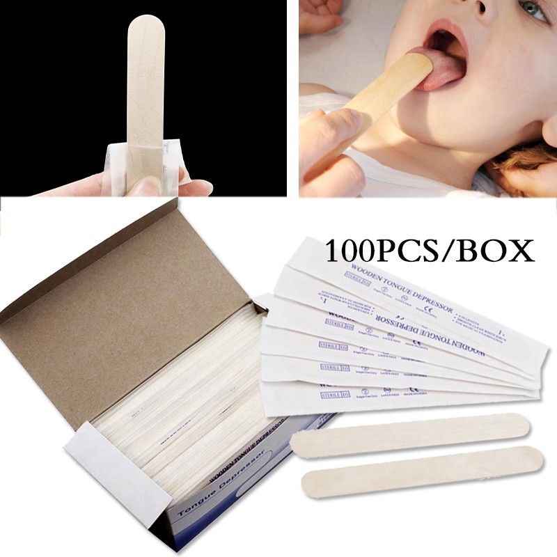 100pcs/box Tongue Depressor Sterile Tongue Depressor Wooden Wax Stick ...