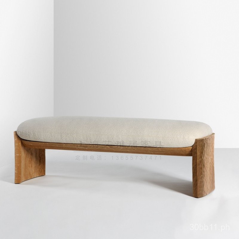 Nordic Minimalist Solid Wood Bench Rest Stool Vintage Bedroom Bed End ...