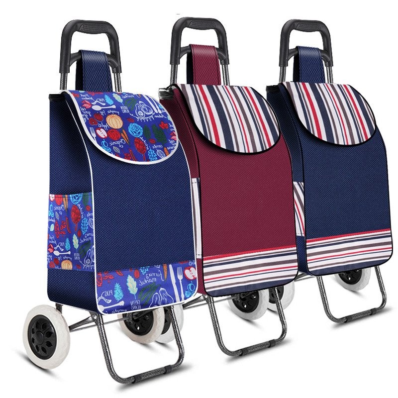 Huihui Two-Wheel Shopping Cart Portable Folding Grocery Cart Trolley ...
