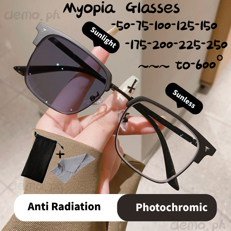 Myopia Glasses Photochromic Anti Radiation Eyeglasses with grade for ...