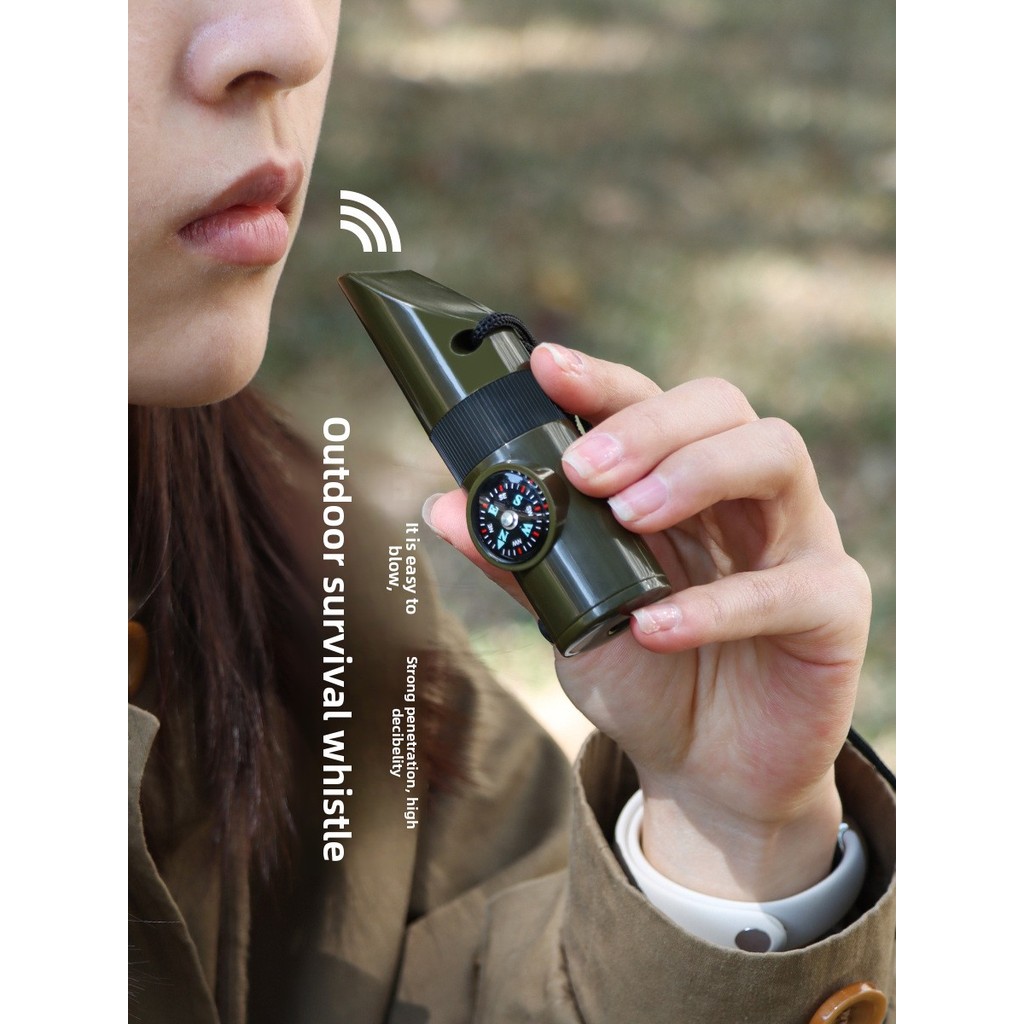 Outdoor Camping 7-in-1 Multi-Function Whistle Hiker Survival Whistle ...