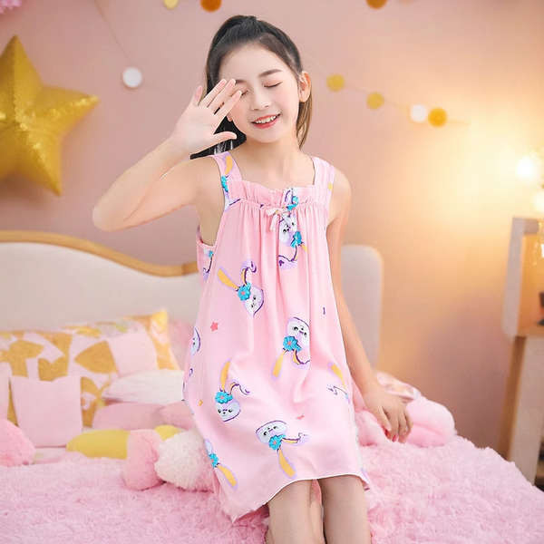 Doudouxia 2025 Summer Ice Silk Princess Sling Nightdress Girls Class B ...