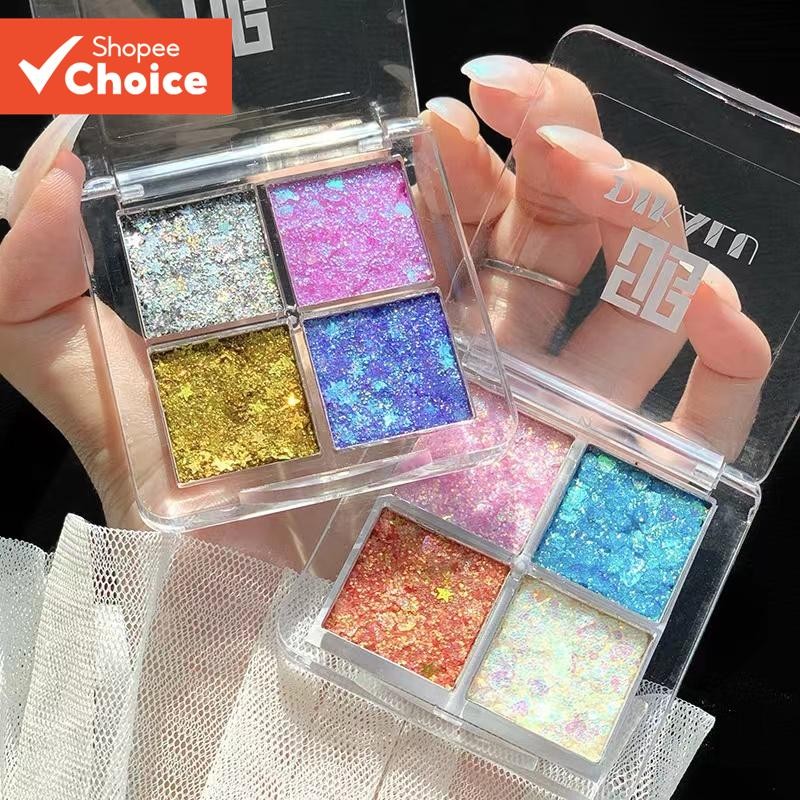 4 Colors Sequin Eyeshadow Palette Pearly Shiny Shiny Sequin Eyeshadow ...