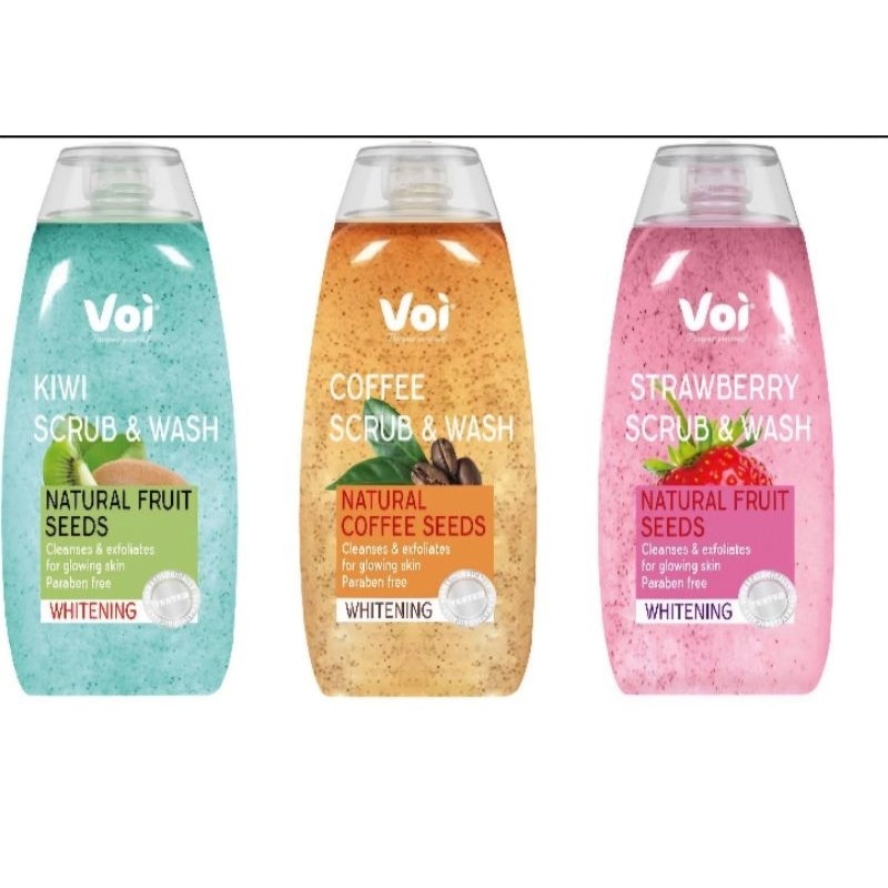 Voi Kiwi, Coffee & Strawberry Scrub & Wash Whitening Effect 400mL ...