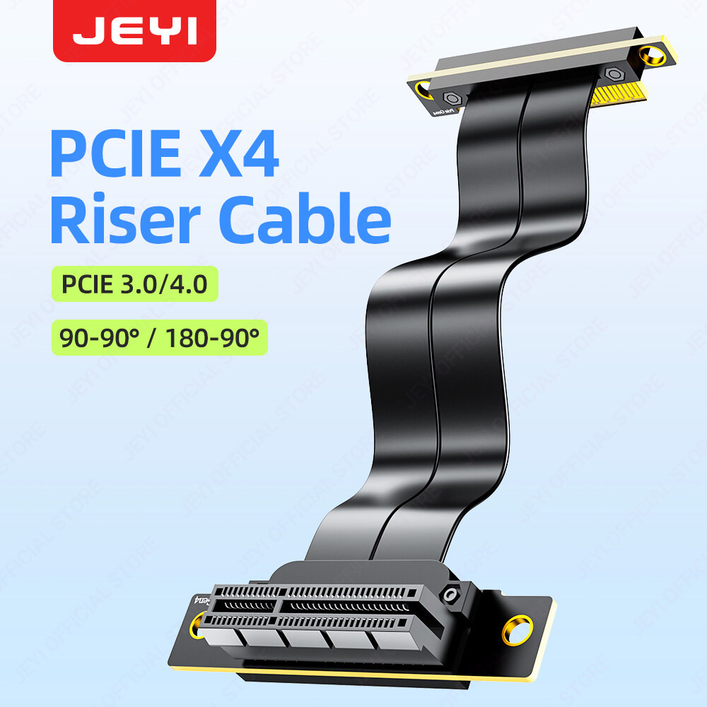 JEYI PCIe 4.0 X4 Riser Cable, 90°-180° Angle PCIe Extension Cable For ...