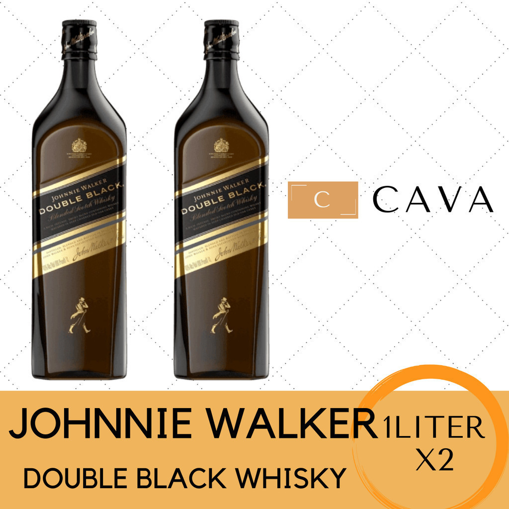 Johnnie Walker Double Black Blended Scotch Whisky 1L - 2 Pack Bundle ...
