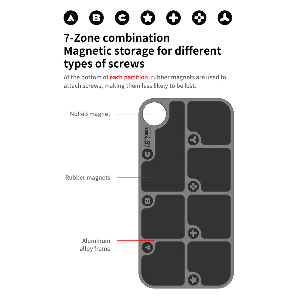 18Kinds Alloy Magnetic Screw Storage Board Anti-Rolling Pad for IPhone ...