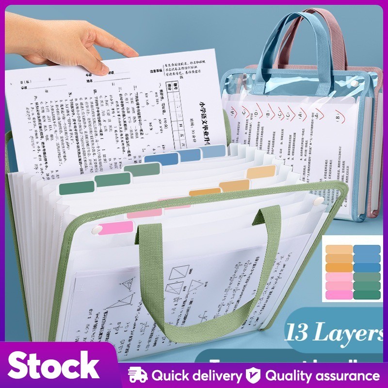 A4 Size\Long Transparent Expanding File Folder 13Pockets Paper ...