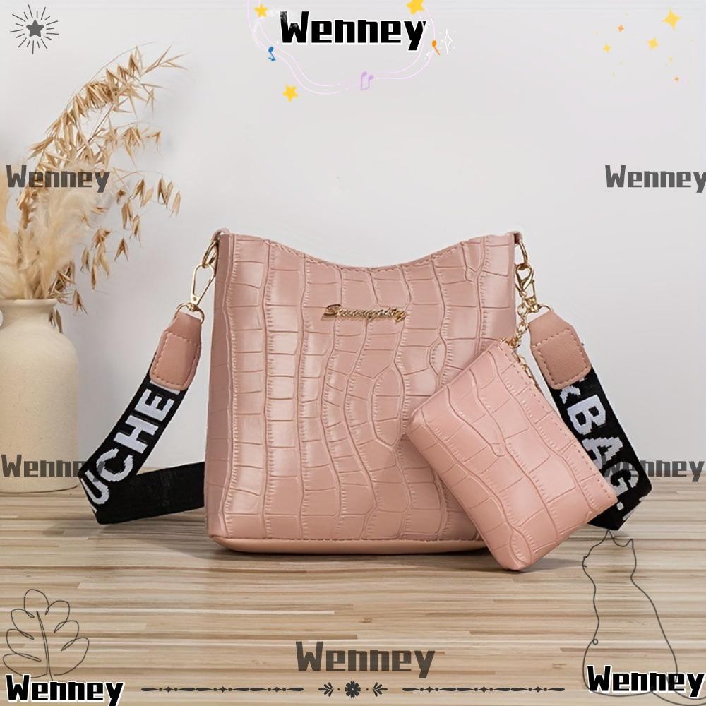 WENNEY 2PCS Women Single Shoulder Bag, Crocodile PU Leather Crossbody ...