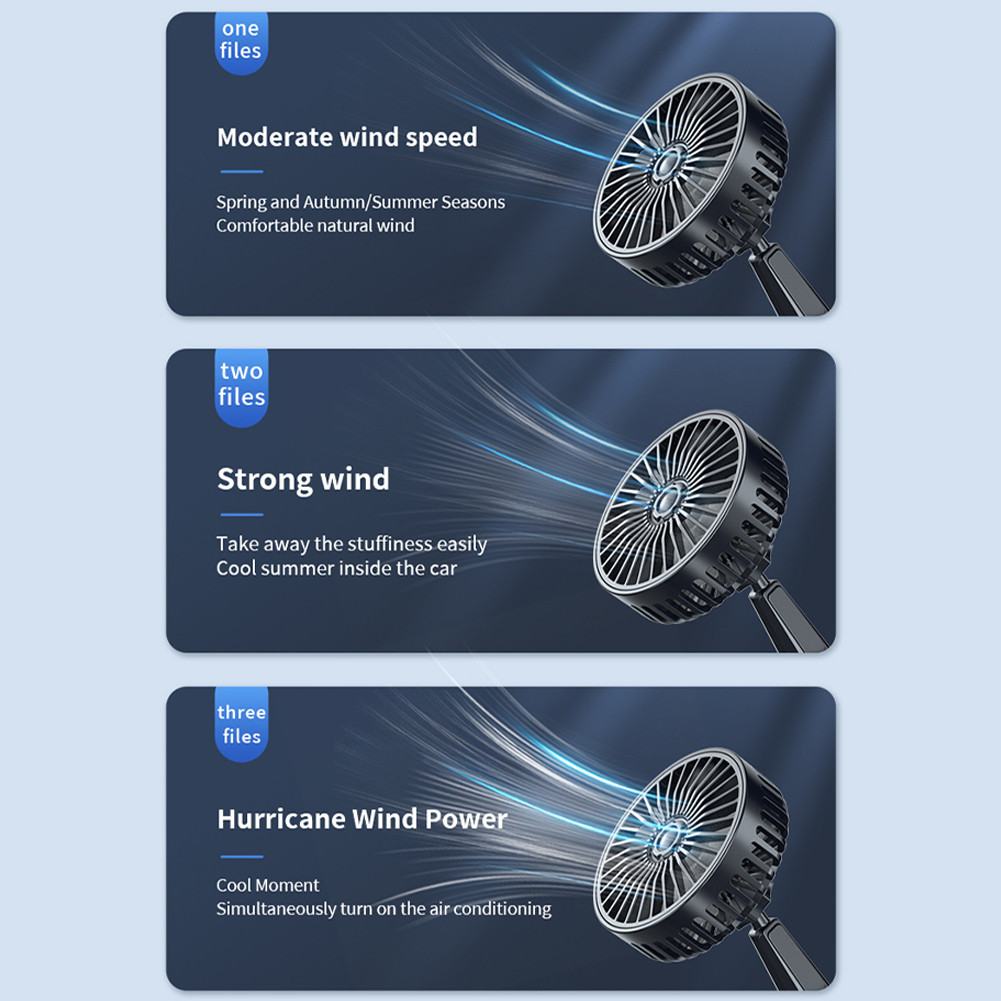 ☀DM USB Car Small Cooling Fan 3 Speeds Auto Cooler Fan Adjustable ...