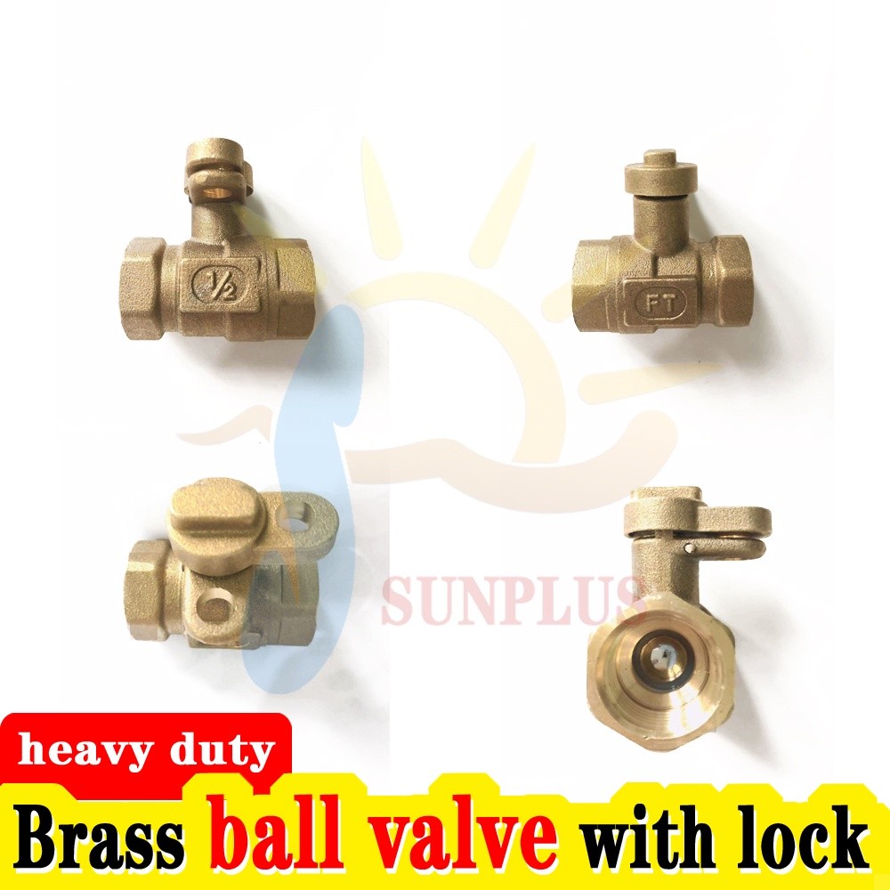heavy duty Brass Ball Valve w/ Lock 1/2 for Water Meter Copper Gate Valve Water Meter Front ...