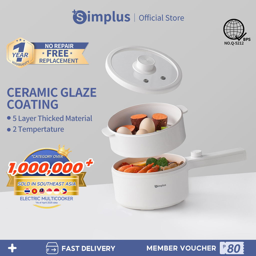 Simplus Electric Cooker with Steamer Multi-Functional Non-Stick Inner ...