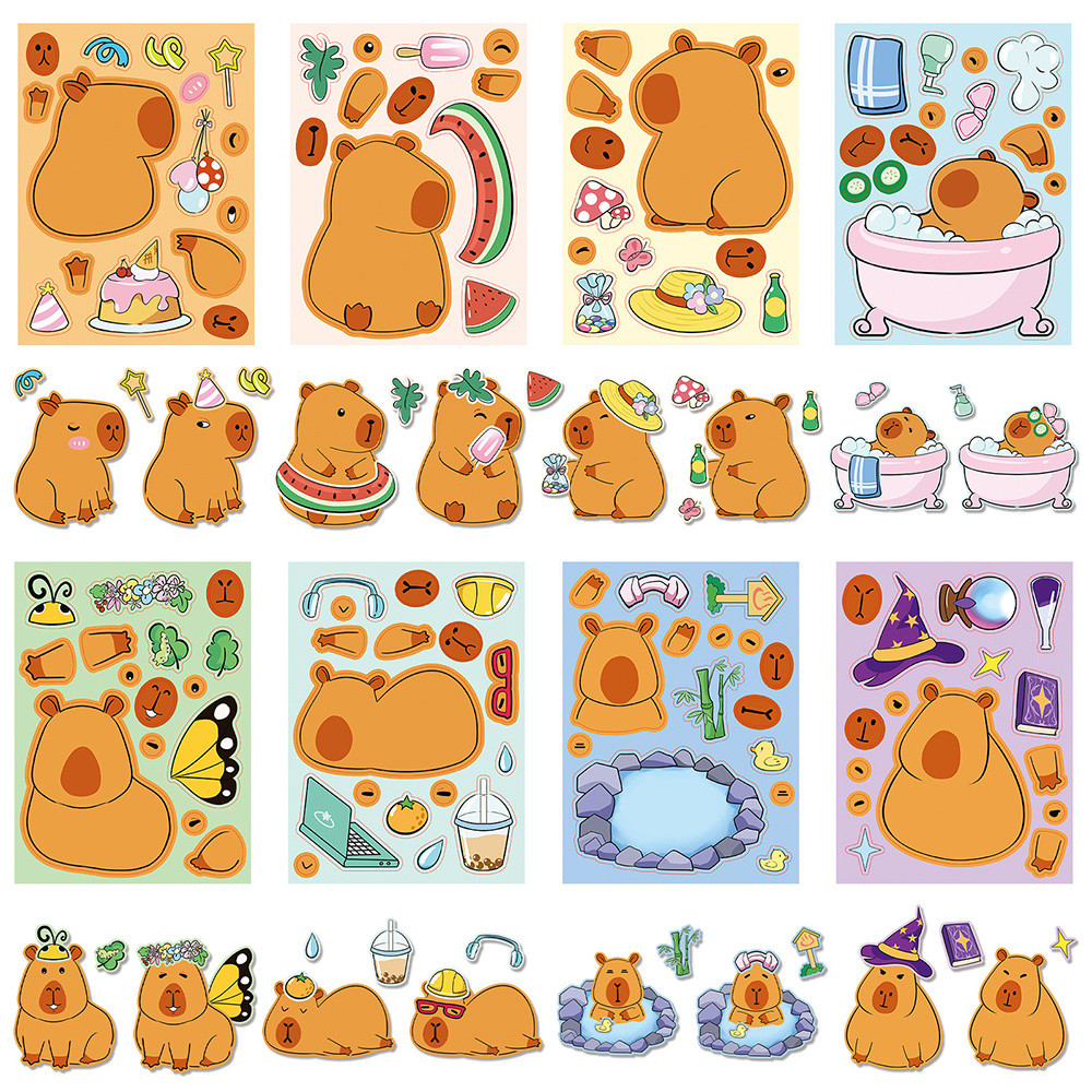 8pcs Capabala capybara Puzzle Stickers Small Capybara Main Features ...