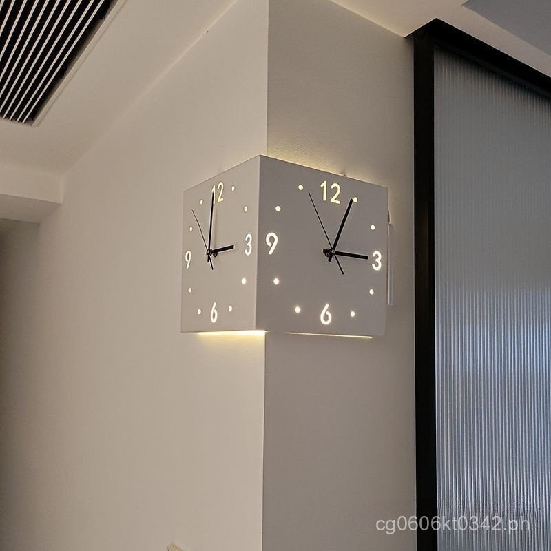 Double-Sided Living Room Corner Clock Clock-Level Wall Clock Silent ...