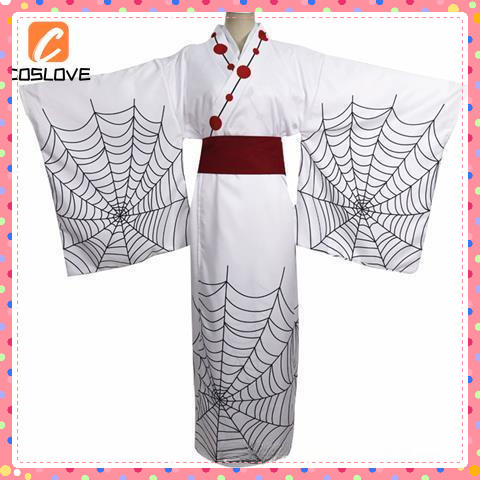 Anime Demon Slayer Rui Cosplay Full Set Costume White Color Kimono ...
