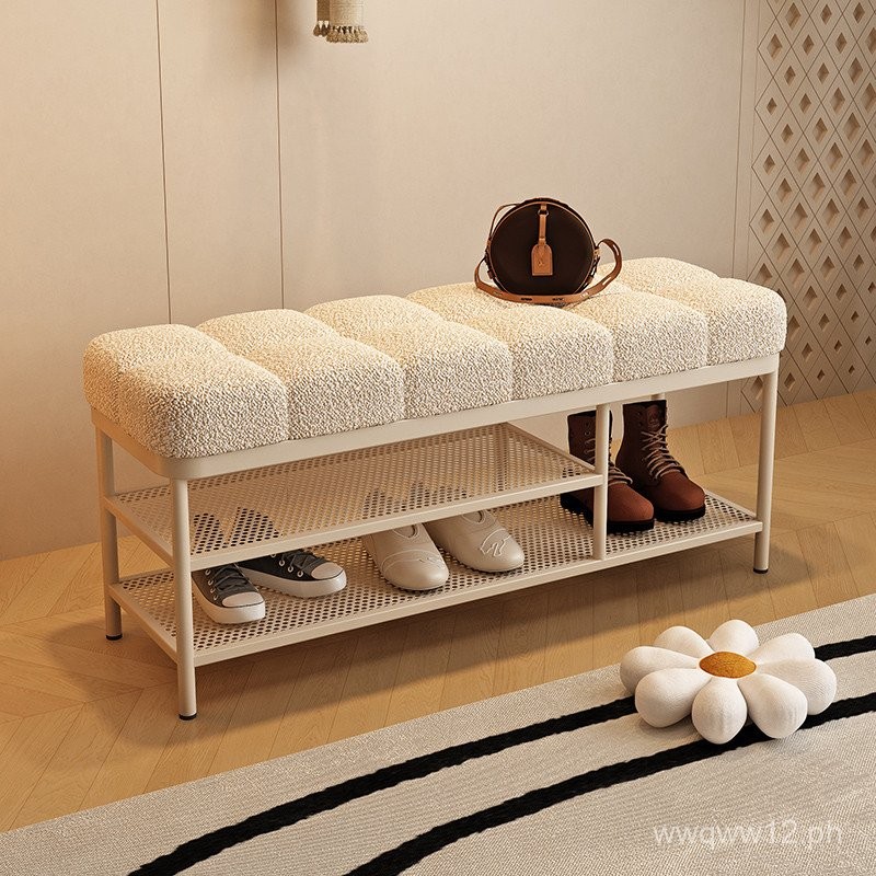 Cream Style Shoe Changing Bench French Style Lamb Wool Internet ...