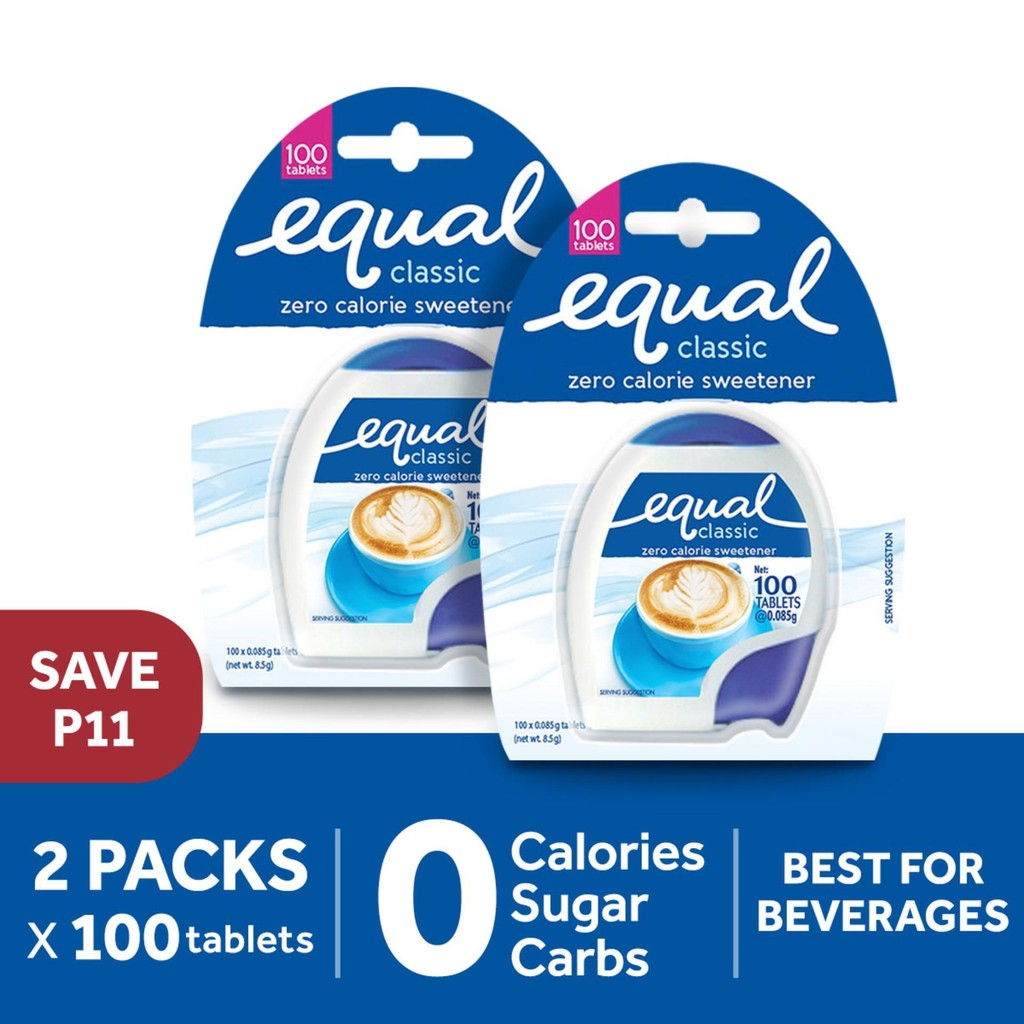 Equal Classic Zero Calorie Sweetener 100 Tablets - 2 Packs (Sugar ...