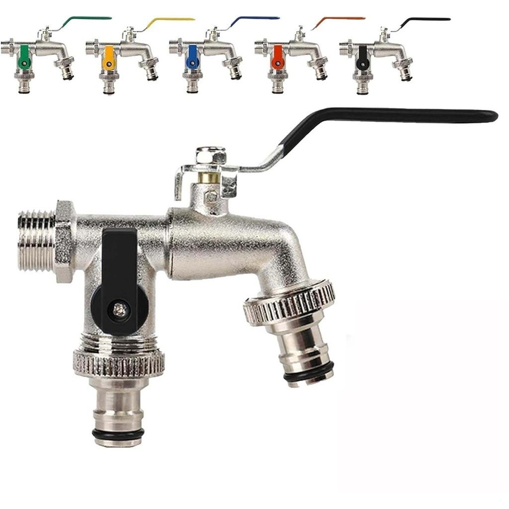 Universal Stainless Steel Double Outlet Garden Water Faucet, Outdoor ...