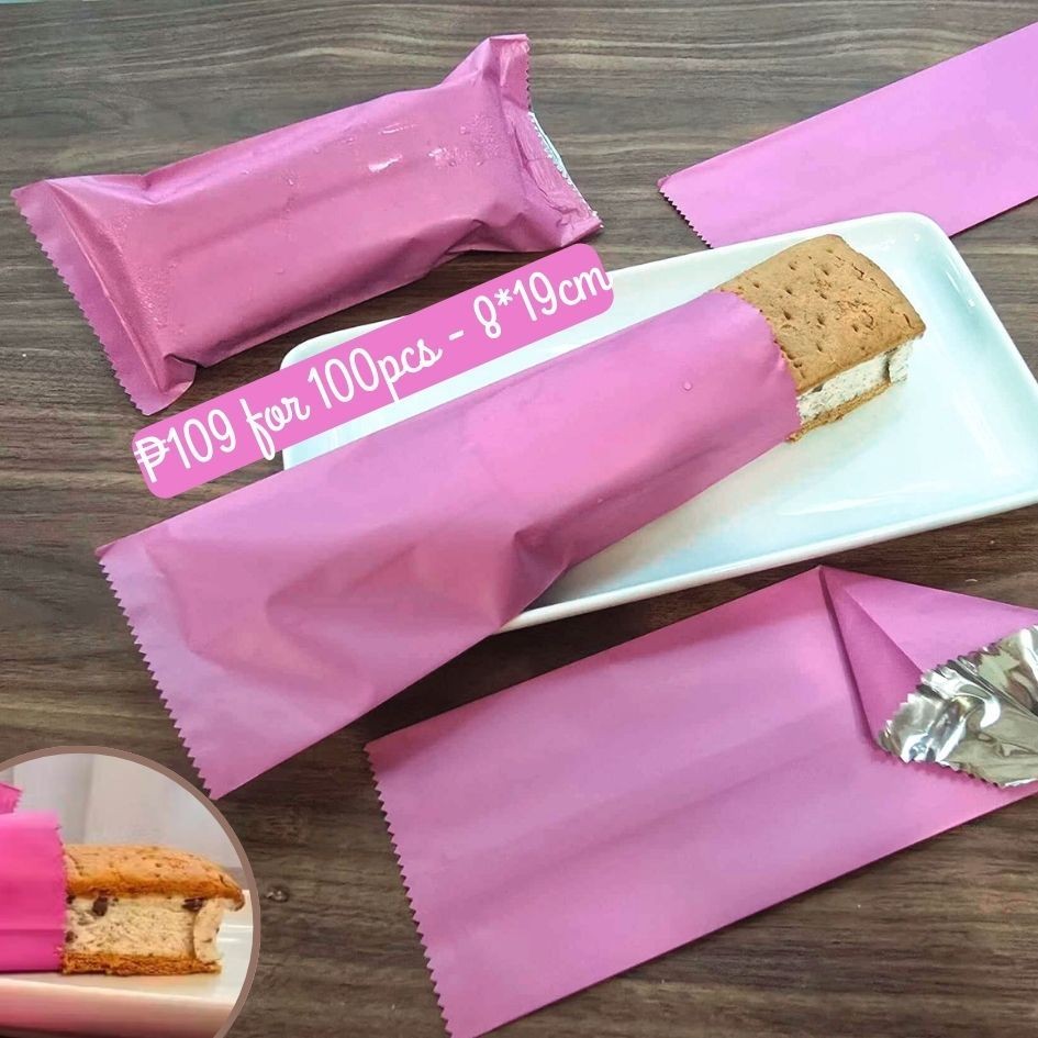 (100pcs) 8x19 CM Foil PURPLE Ice Cream Plastic Bag Seal Graham Bar Heat ...
