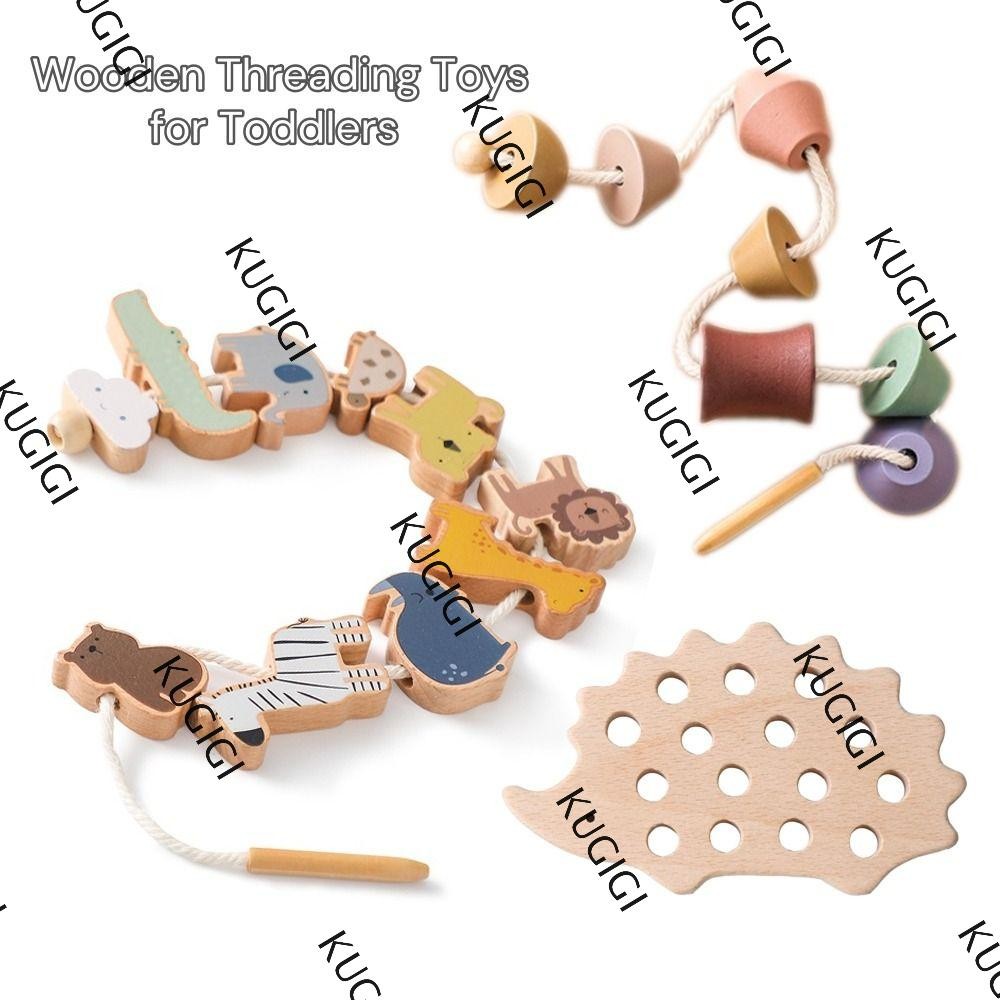 KUGIGI Threading Toys, Wooden Concentration Boost Stacking Blocks Toys ...