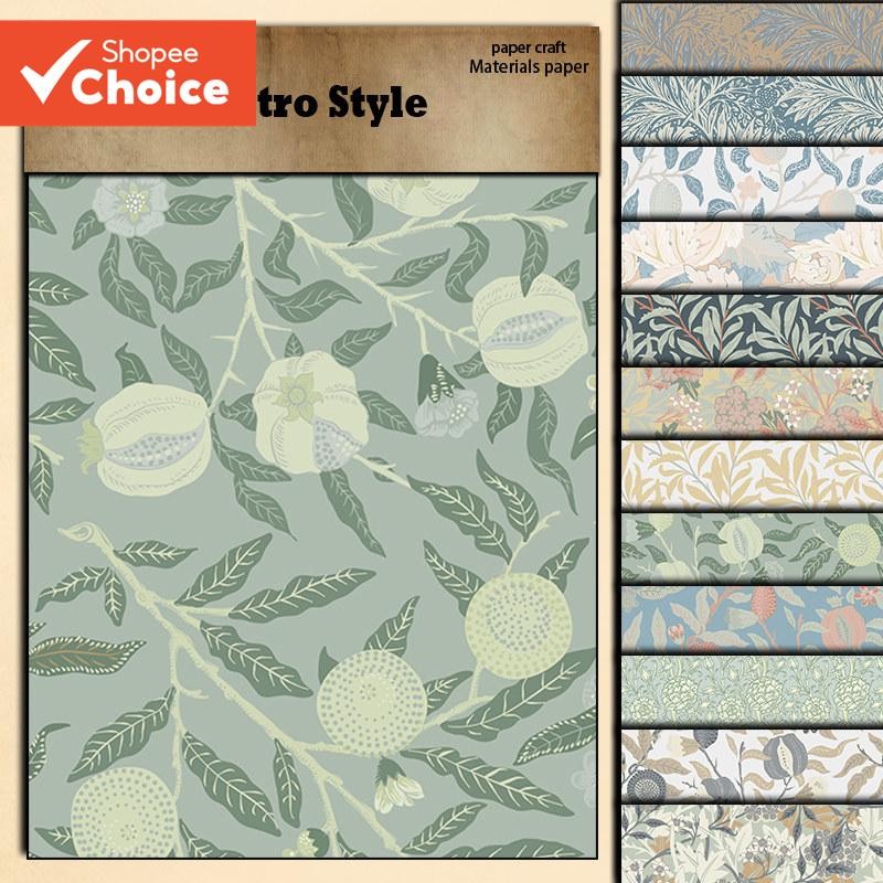 12Sheets Large Size Material Paper 14.5*21cm Retro Journal Decoration ...