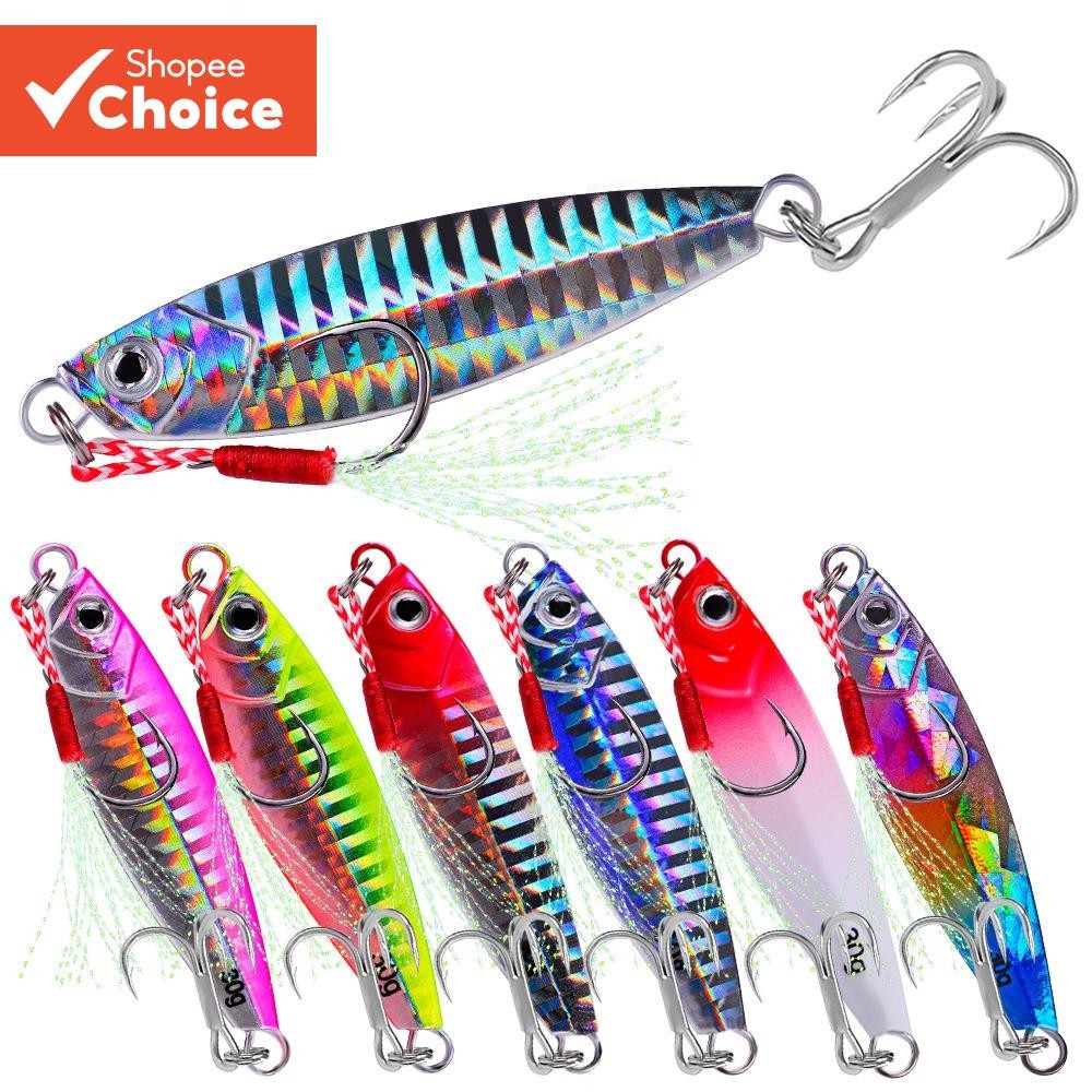 7g/10g/15g/20g/30g Jigging Hook Spinner Bait Laser Metal Jig Umpan Casting Spoon Fishing Lure ...