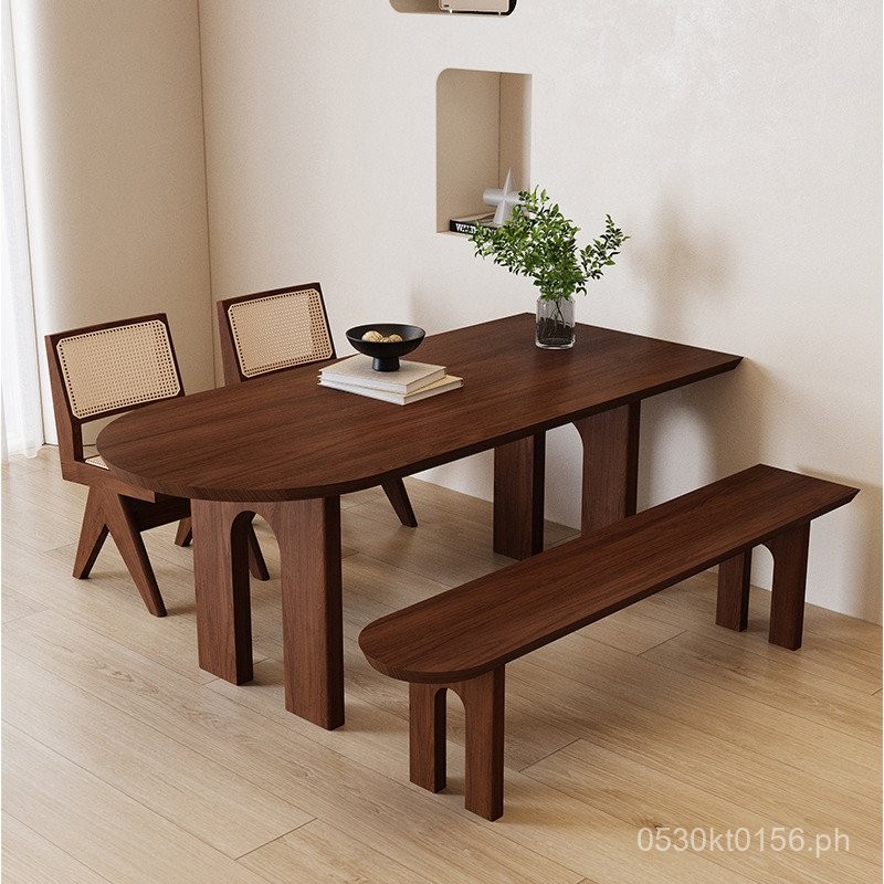 Large Wall-Mounted Solid Wood Semi-Circular Rectangular Raw Wood Dining ...