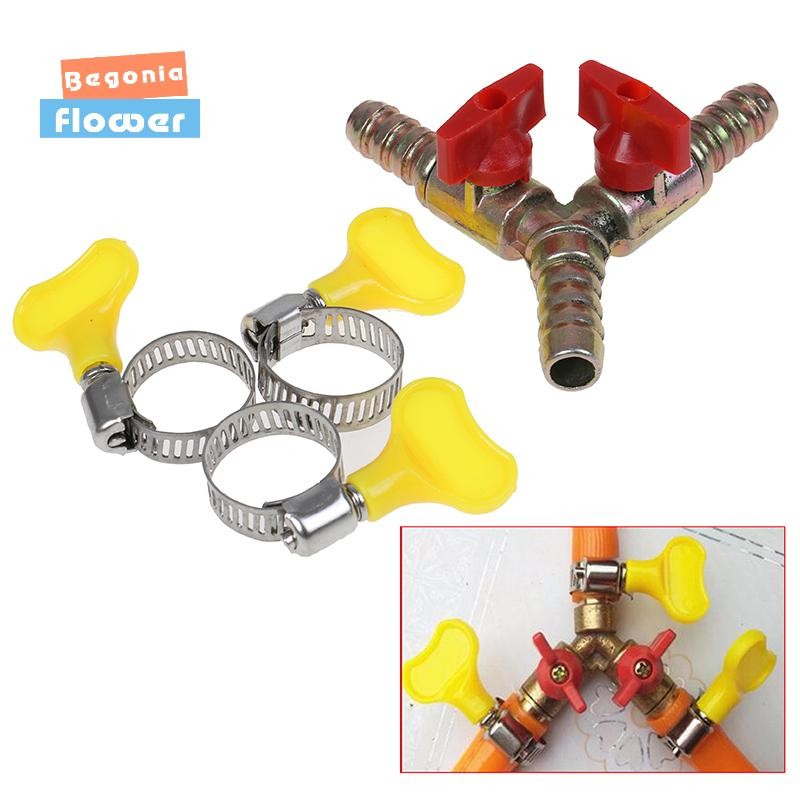 Begonia Flower Y Type 3 Way Shut Off Valve With Clamp Fitting Hose Barb ...