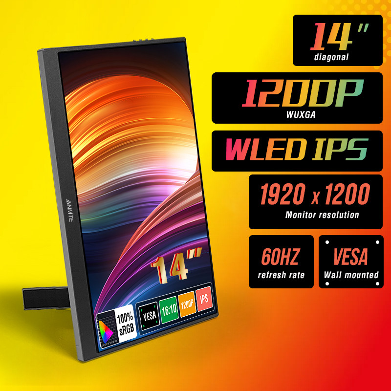 Anmite 14-inch 16:10 Portable Touchscreen Monitor – Full HD, HDMI/USB ...