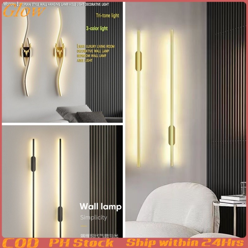 Nordic Wall LED Tri color Light Wall Lamp Bedroom bedside Wall Mounted ...