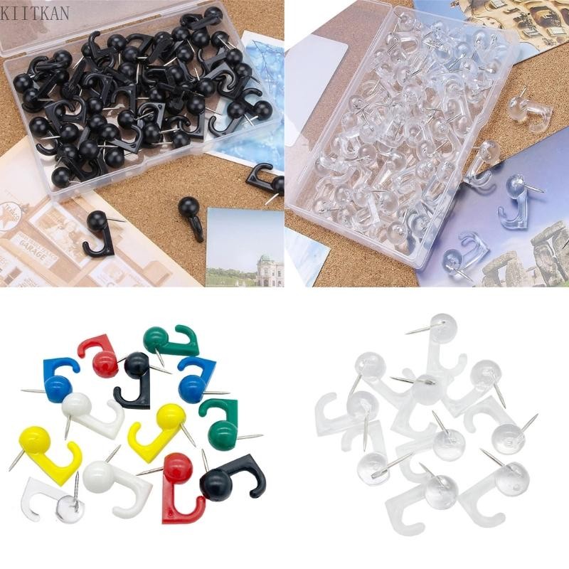 KIIK 30 50 Pcs Decorative Wall Push Pins with Hooks Push Pin Hooks for ...
