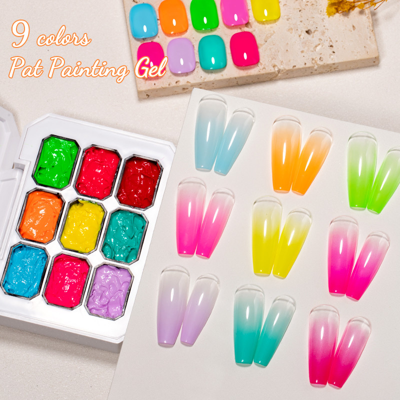 MEET ACROSS Fluorecent Pat Painting Gel Nail Gradient Gel Paint-drawing ...