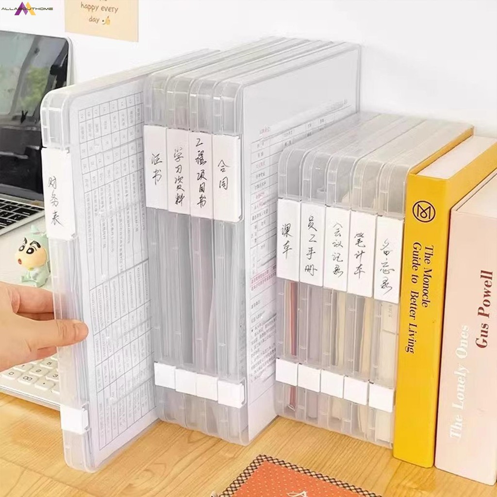 Clear A4 File Portable Project Case Plastic Paper Storage Container Box ...