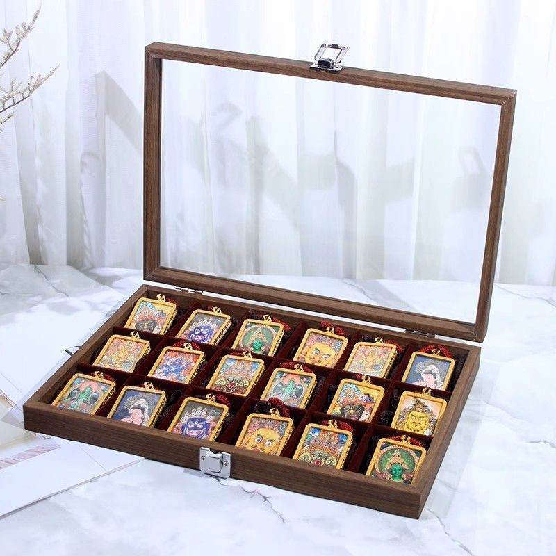T Thangka Storage Box Zippo Zippo Amulet Collection Display Box with ...