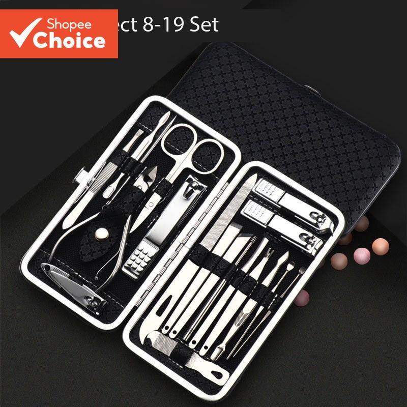 19Pcs/Set Manicure Tool Set Pedicure Nail Cutter with Pouch Scissor | Shopee Philippines