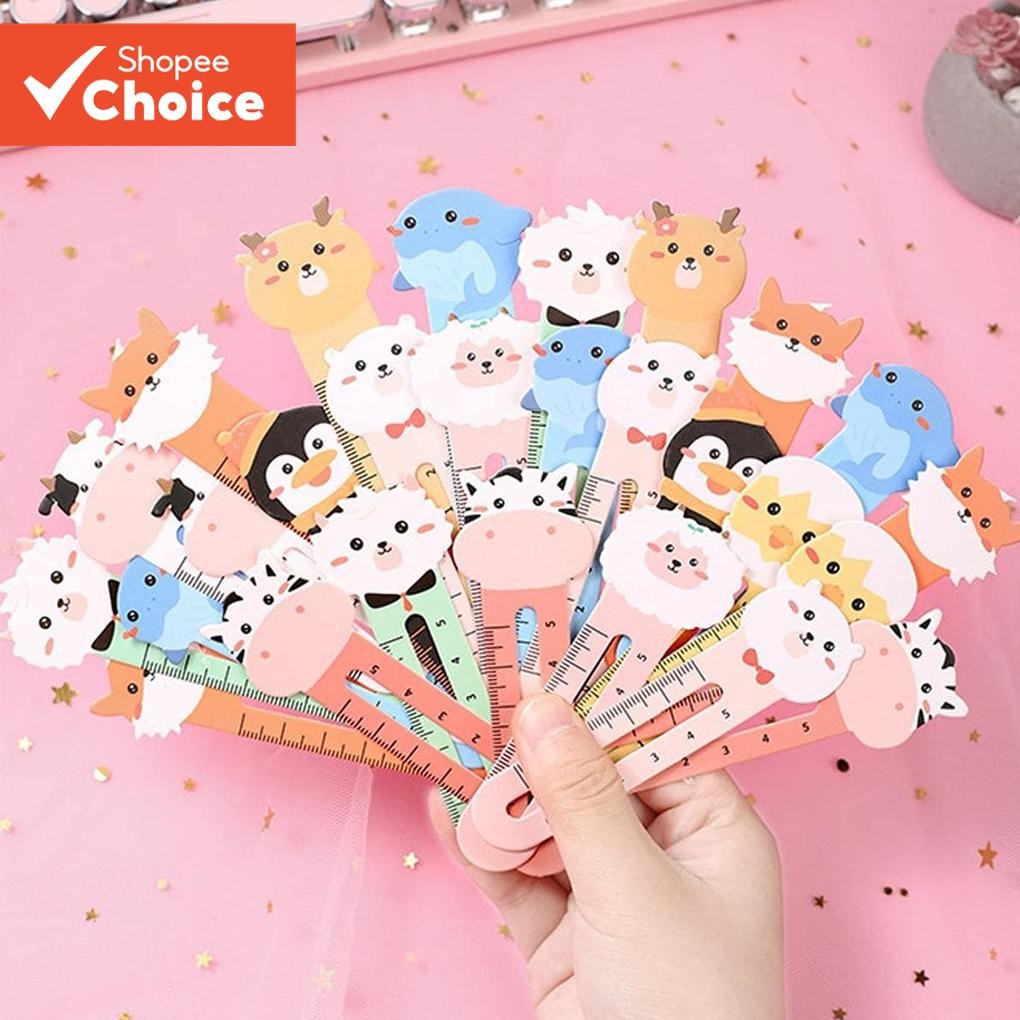 50 Colorful Paper Portable Cartoon Cute Small Animal Ruler Bookmarks ...